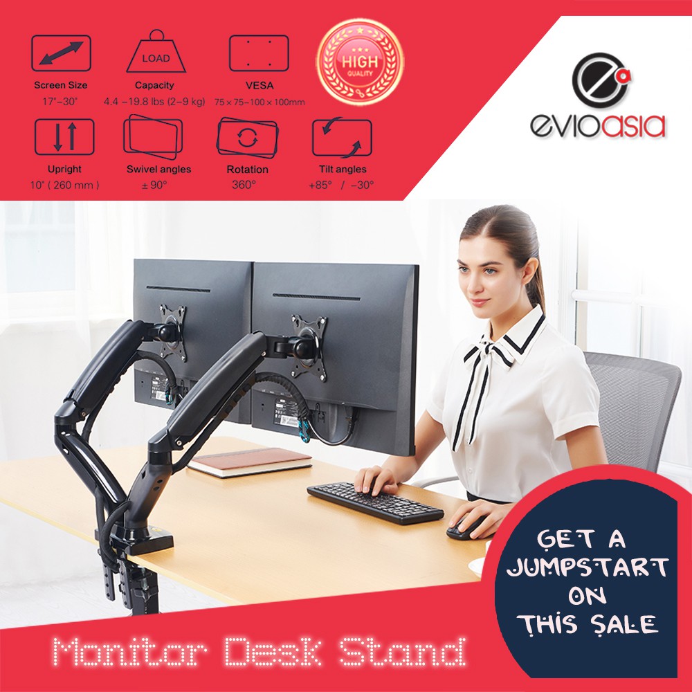 Dual Screen Monitor Desk Stand Aluminium Monitor Arm for 17"-30 ...