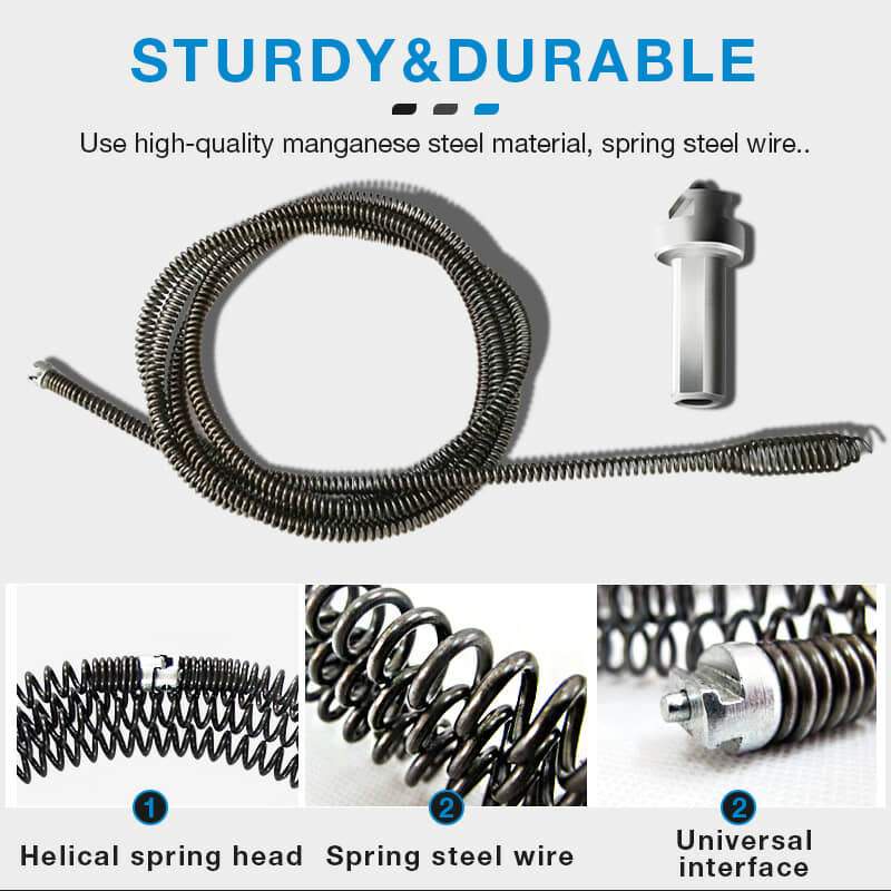 3m/5m/10m Pipe Dredger Spring With Connector Cleaning Rod Sink Drain ...