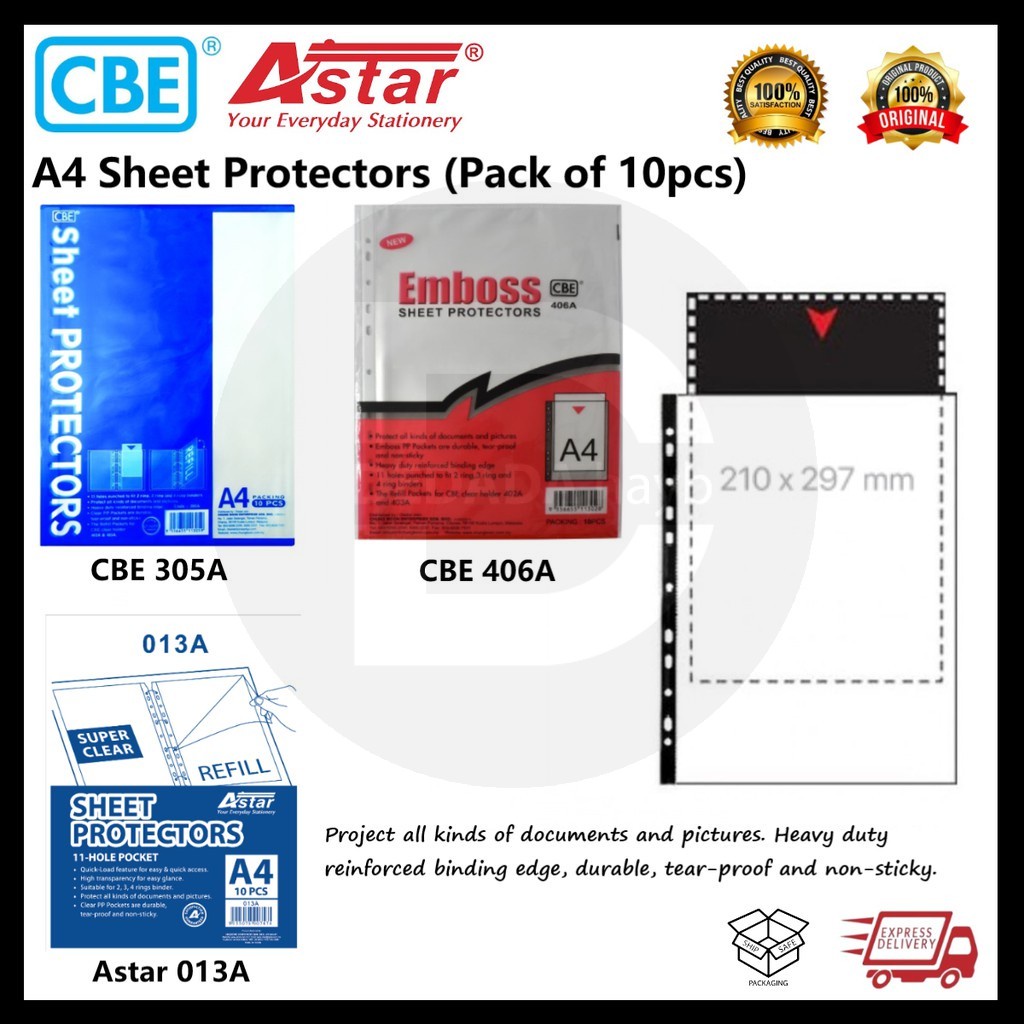 Astar / CBE Sheet Protectors (Pack of 10's) 305A 406A 013A | Shopee ...
