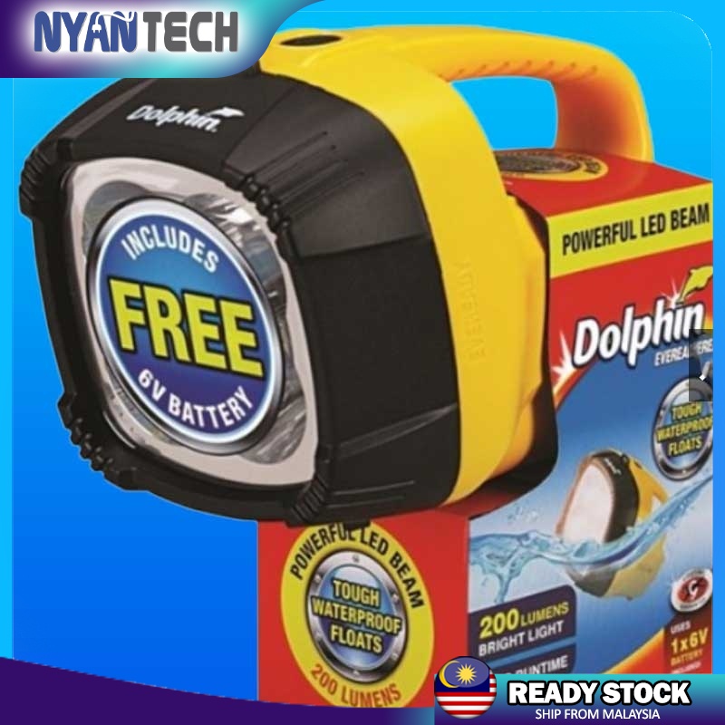 100% ORIGINAL Eveready Dolphin torch light 6V 200 LUMENS Waterproof ...