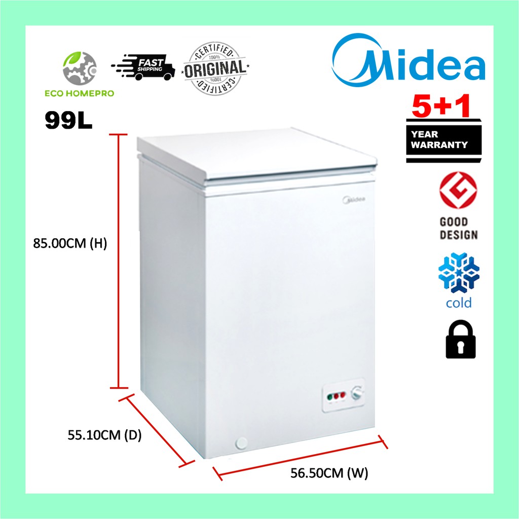 Midea 99L Chest Freezer MCF129W | Shopee Malaysia