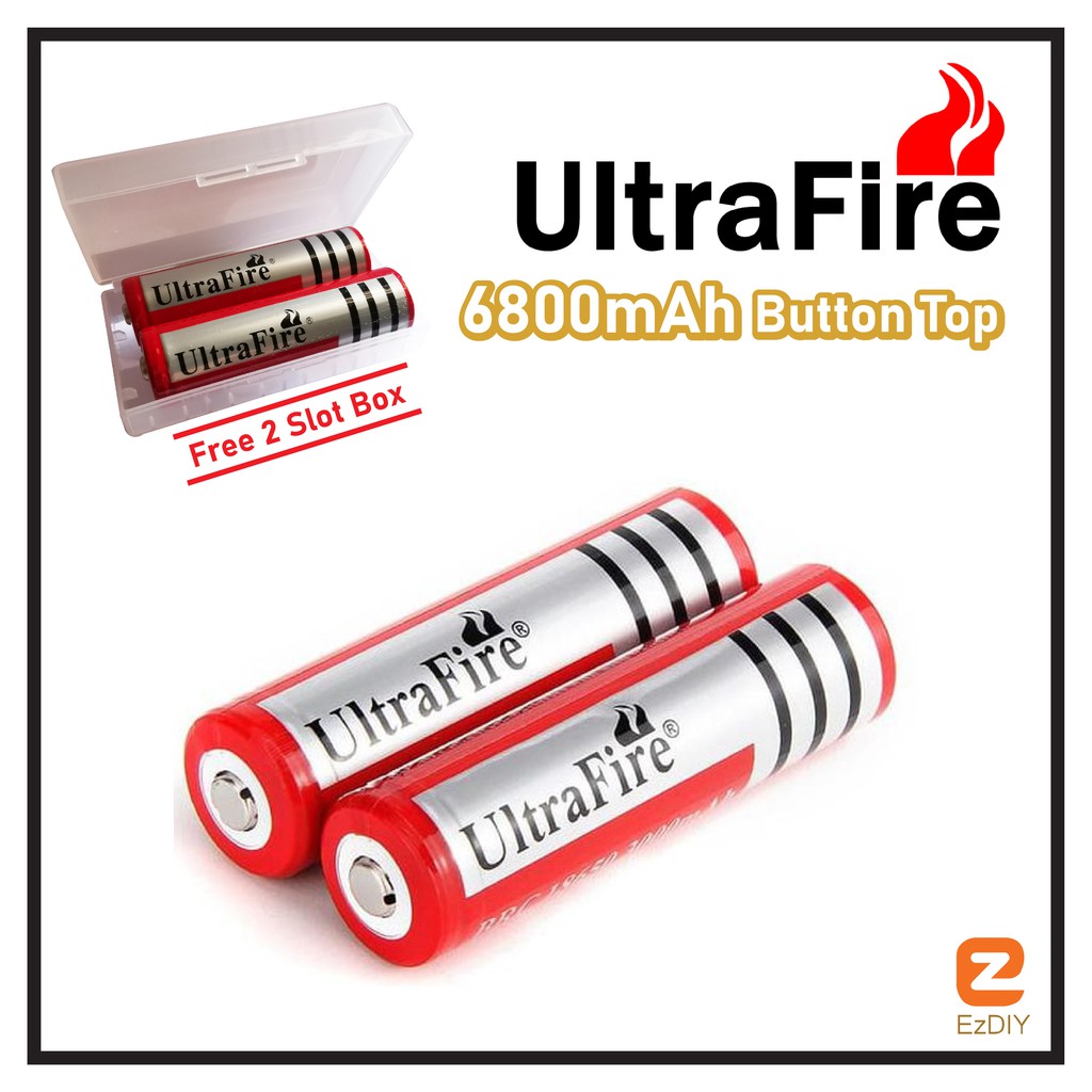 3.7V 18650 UltraFire 6800mAH Button Top Rechargeable Lithium Ion Battery BRC | Shopee Malaysia