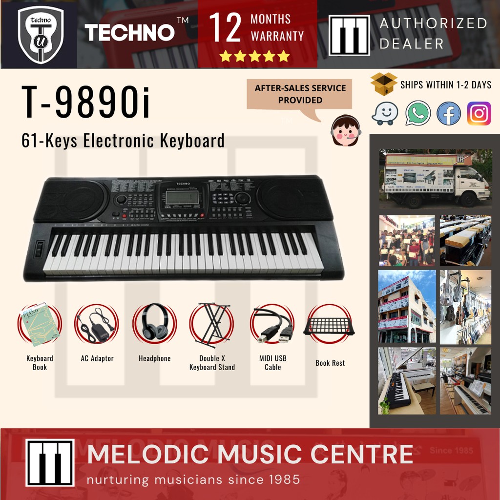 Techno T-9890i 61-Keys Electronic Keyboard 3 PACKAGE (Techno Keyboard ...