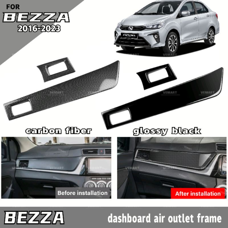 Vemart Perodua bezza 2019-2022 carbon fiber dashboard air outlet frame ...