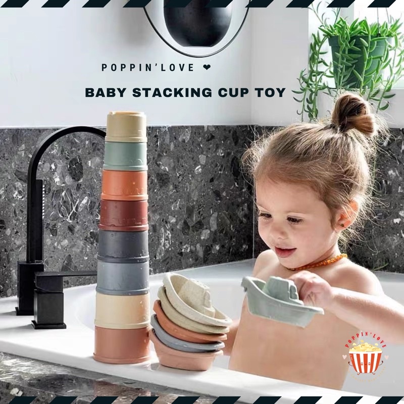 Baby Stacking Cups Montessori Children Kids Toddlers Toy Sensory ...