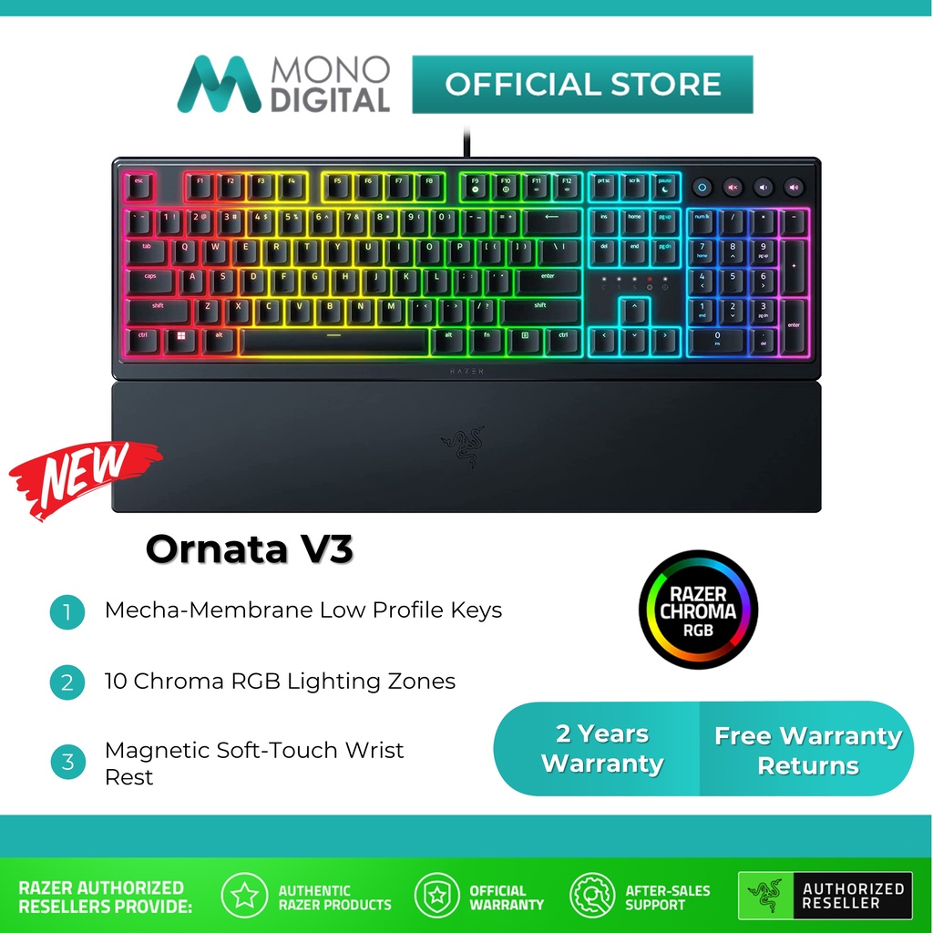 Razer Ornata V3 / Ornata V3 X Mecha-Membrane RGB Low Profile Gaming ...
