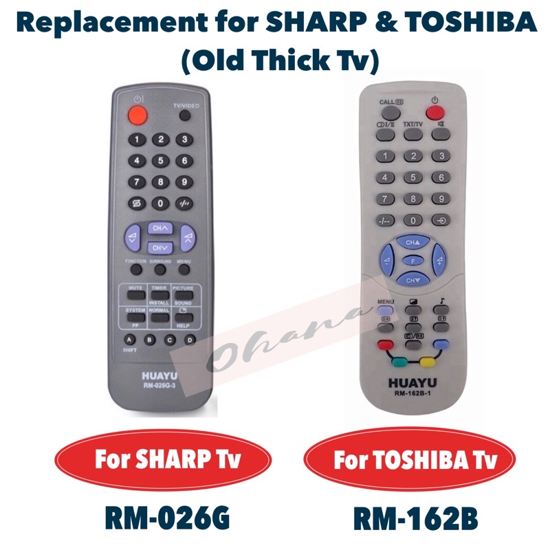 REPLACEMENT TV REMOTE CONTROL HUAYU/ CRT TV LAMA SHARP (RM-026G) TOSHIBA (RM-162B) | Shopee Malaysia