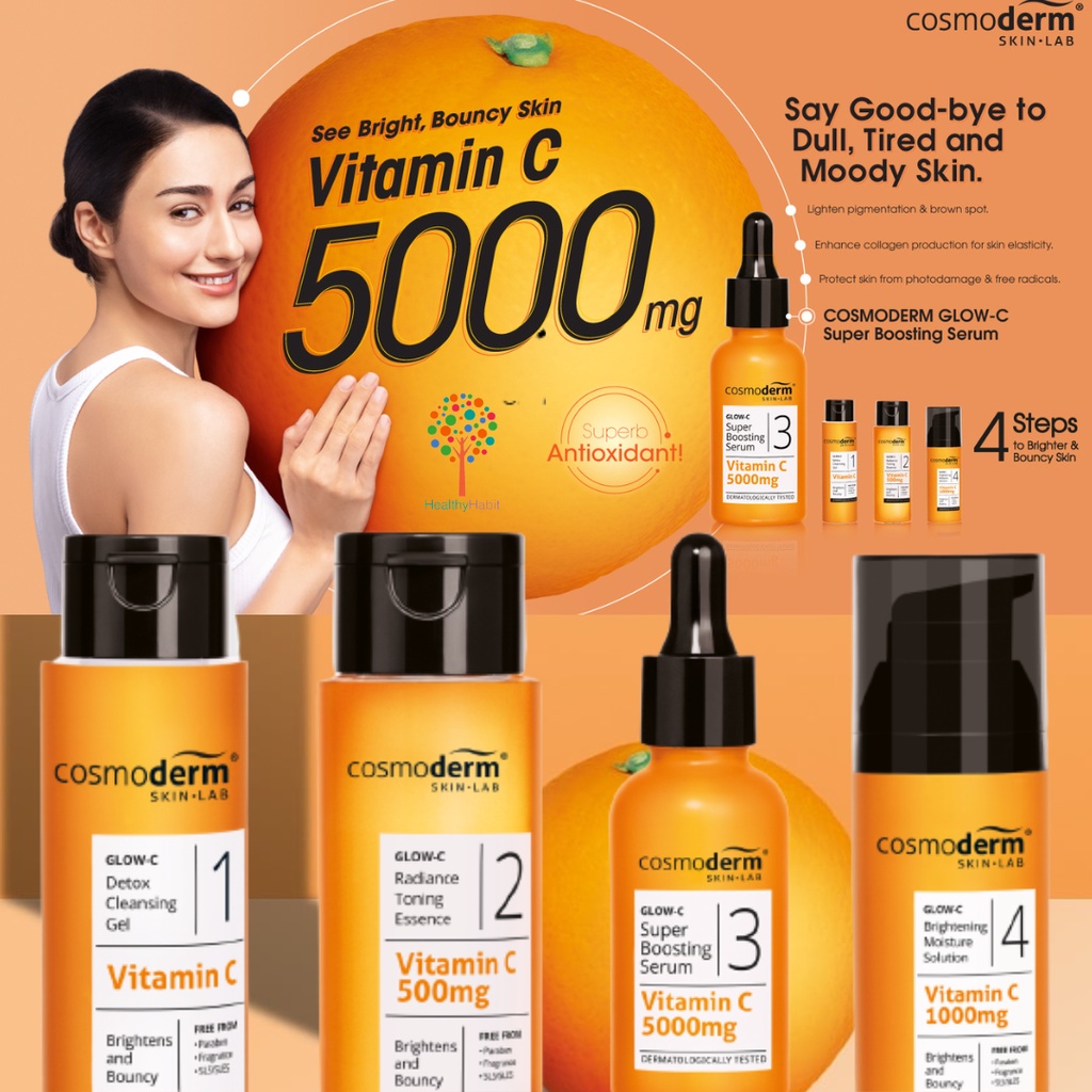 COSMODERM Vitamin C Glow-C Radiance Cleanser Gel 120ml | Moisture 50ml ...