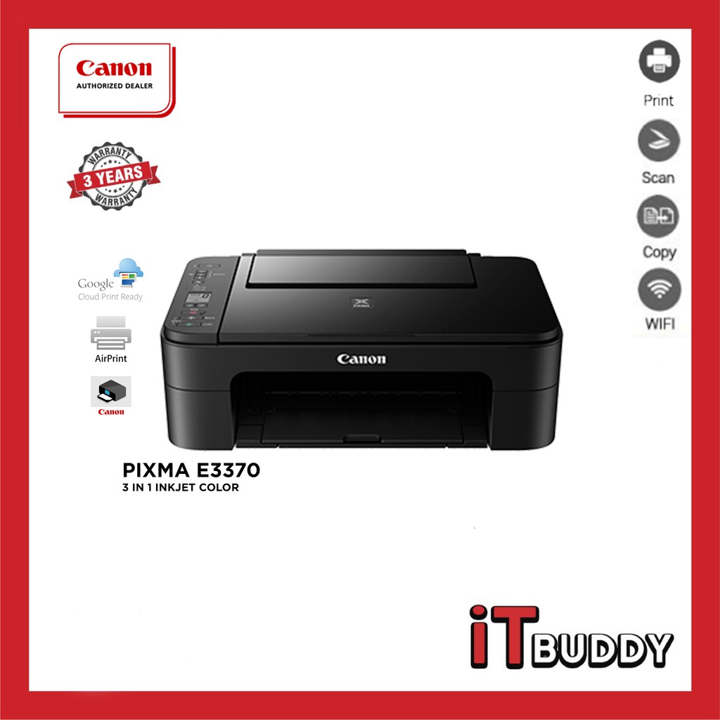 CANON PIXMA E3370 ALL IN ONE INKJET COLOR PRINTER, PRINT SCAN COPY ...