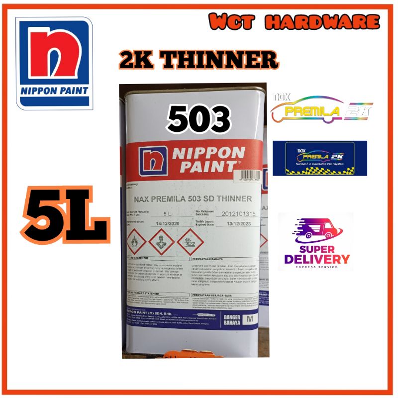 Nippon Nax Premila 503 SD 2K Thinner 5L/2K Slow Thinner/Thinner 2K/Thinner/Thinner Cat | Shopee ...
