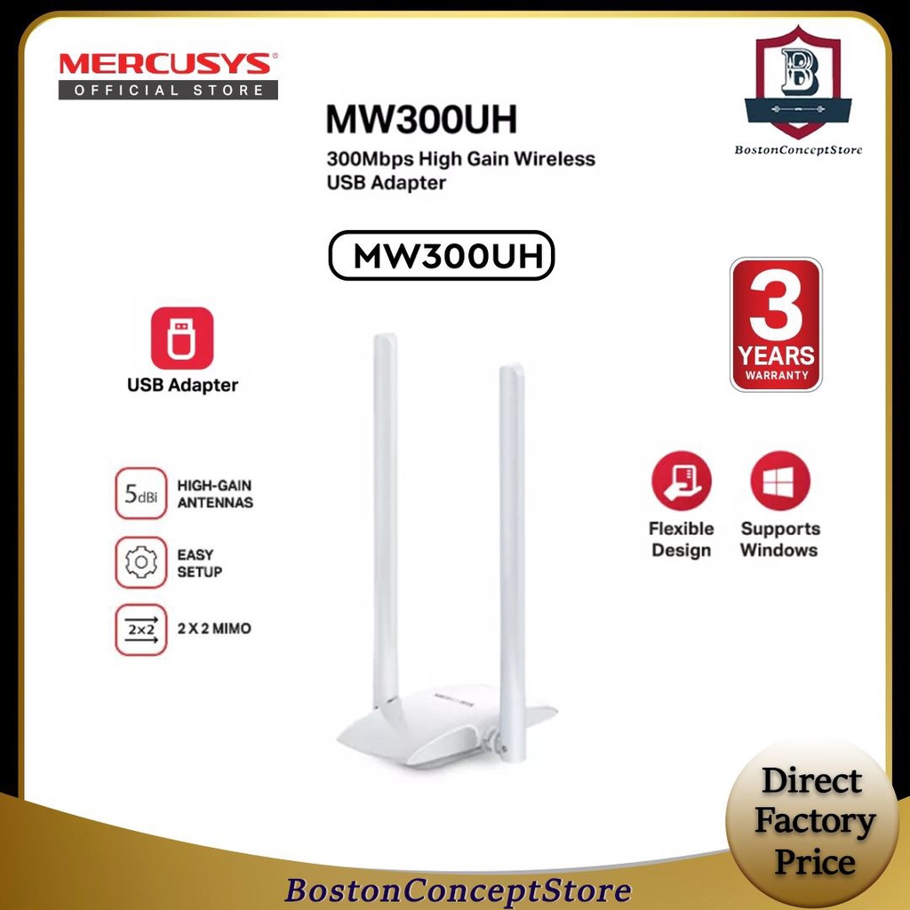 Mercusys Powered By TP-Link MW300UH 300Mbps 2 X 5dBi High Gain USB Wifi ...