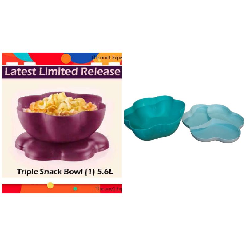 Tupperware chip & dip / Triple snack bowl 5.6L | Shopee Malaysia