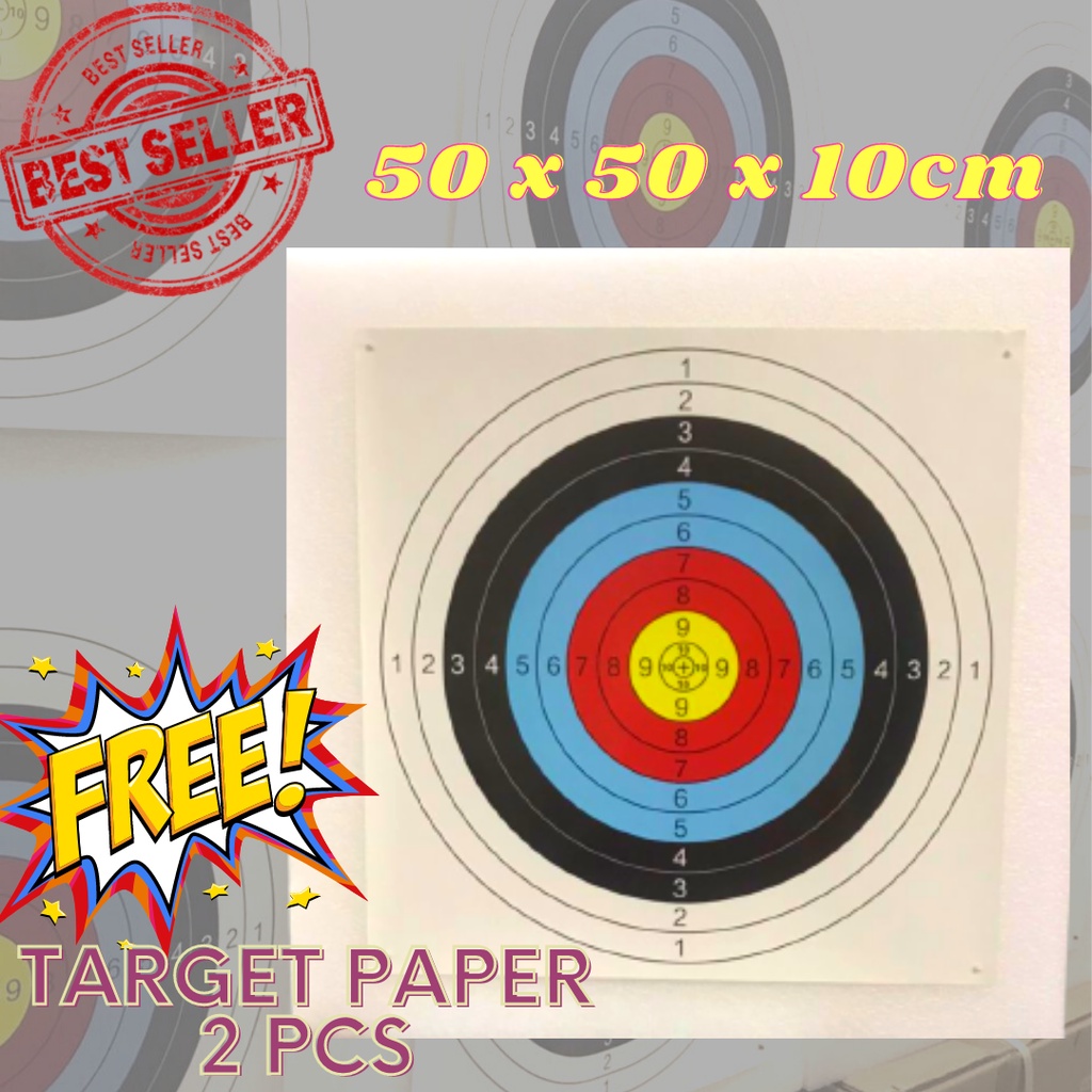 PE FOAM (50 x 50 x 10 cm) archery target With Target Face target ...