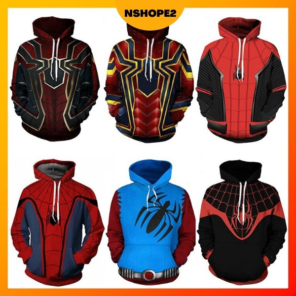 Spider-Man Hoodie Superhero Sweatshirts The Avengers Cosplay | Shopee ...