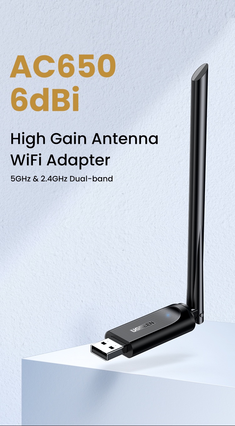 UGREEN Wifi Adapter Wireless Adapter 1300Mbps 5Ghz & 2.4GHz Dual Band ...