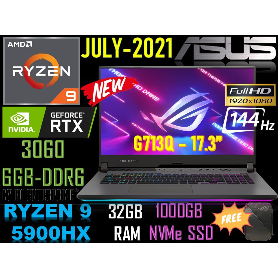 Asus ROG Strix G713Q/G513Q R9-5900HX+RTX3060-6GB+1TB SSD / R7-5800H ...