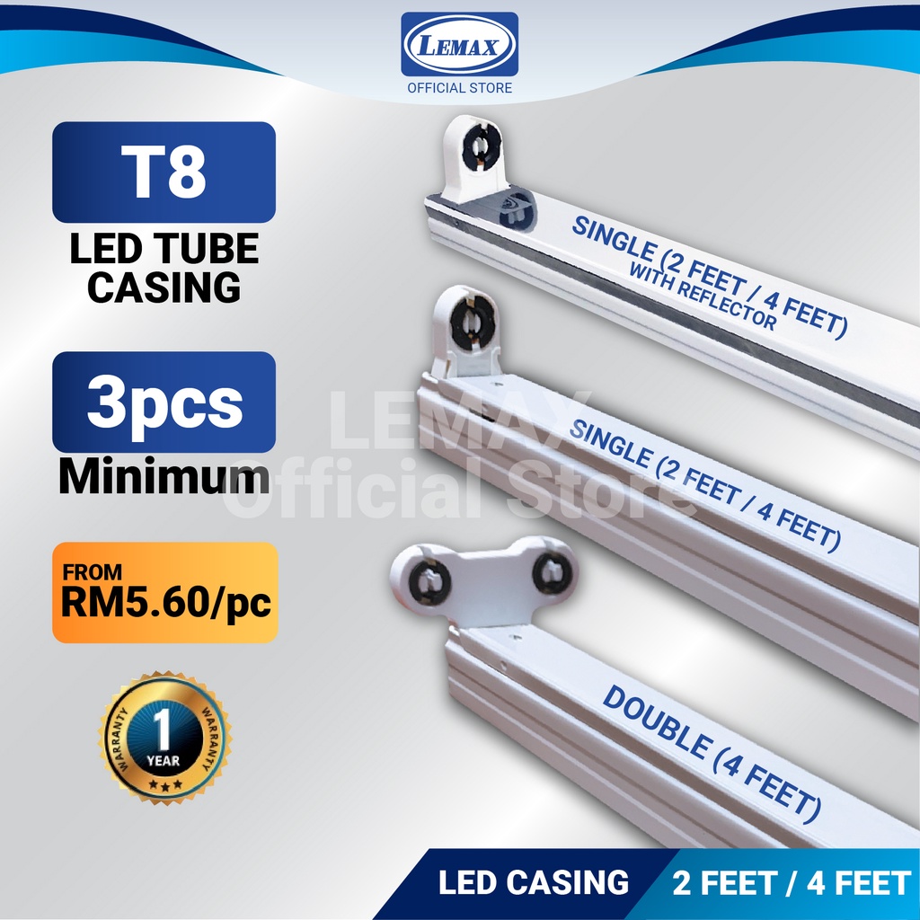 Lemax T8 Led Tube Casing 2ft4ft Lampu Kalimantang Bulb Siling 2 4 Kaki Shopee Malaysia