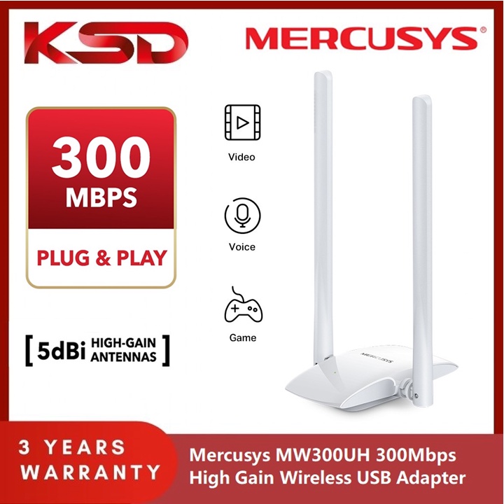 Mercusys MW300UH 2 x 5dBi High Gain USB Wifi Wireless Adapter For ...