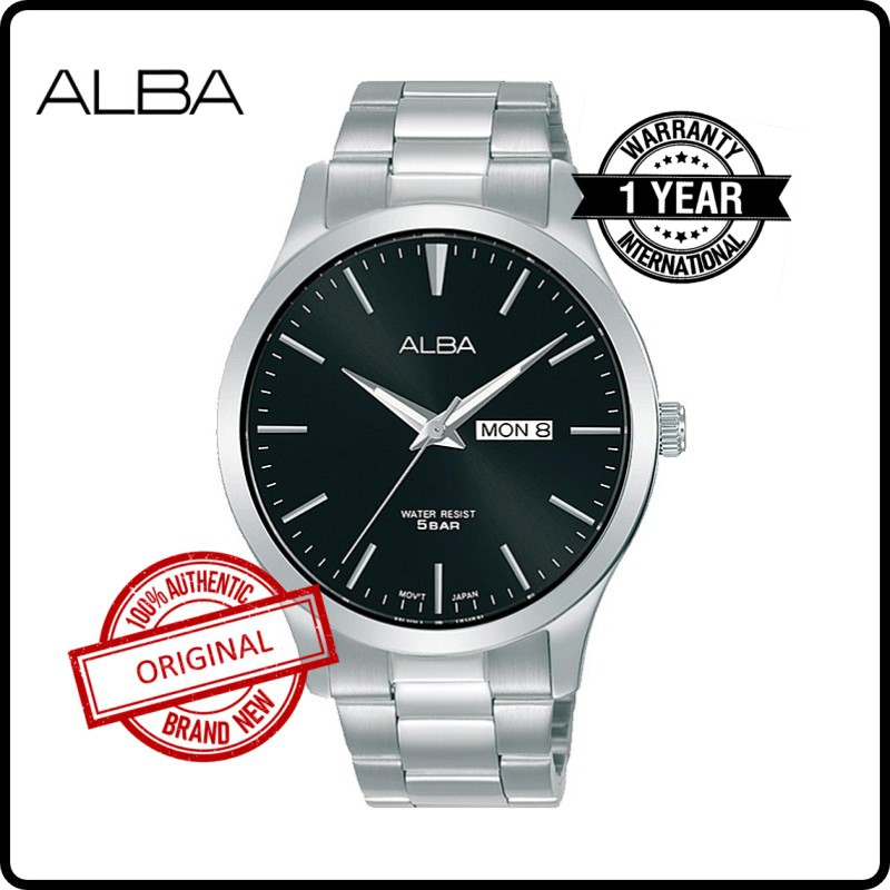 VJ33-X033BSS (AJ6127X1) ALBA Men Original Brand New Quartz Analog Black ...