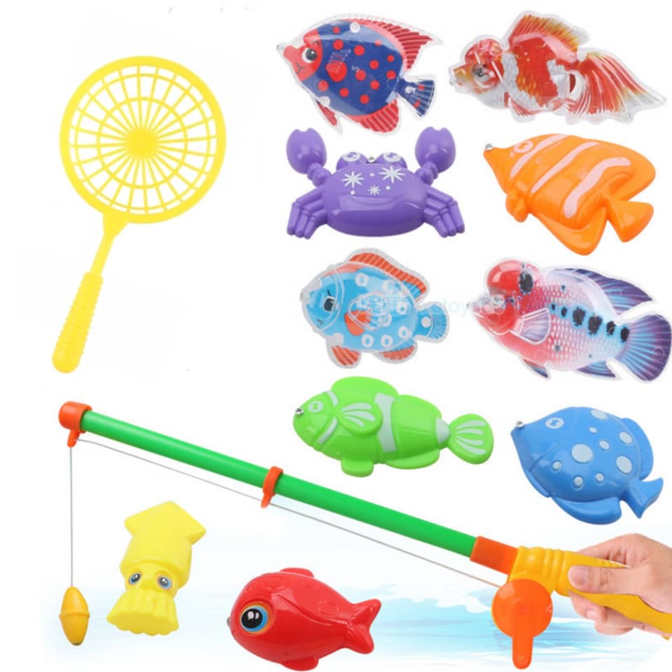 Magnetic Fishing Toys Rod Net Set for Kids Child Model Play Fishing ...