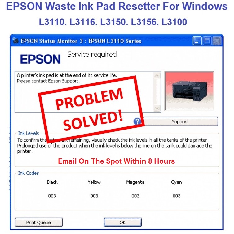 Epson Waste Inkpad Resetter for L3100, L3110, L3116, L3150 & L3156 ...