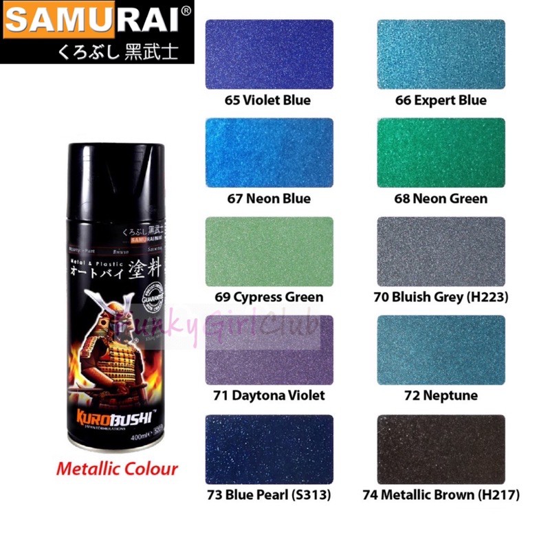 Samurai Spray Paint Metallic Colour 400ml 65 / 66 / 67 / 68 / 69 / 70 ...
