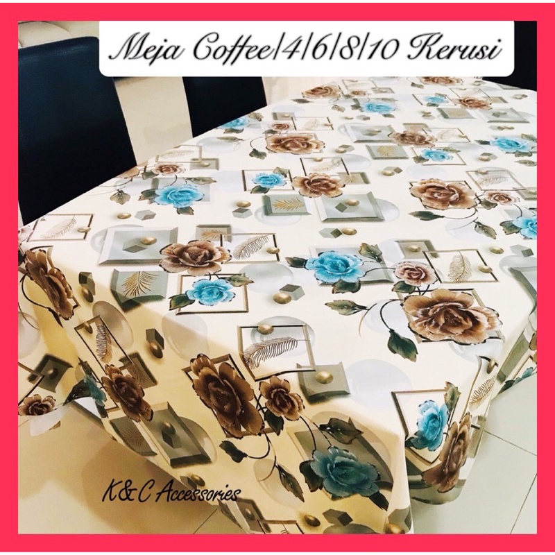 Lapik Meja Korea 3D Bunga Alas Meja Waterproof ( Meja coffee /4/6/8/10 ...
