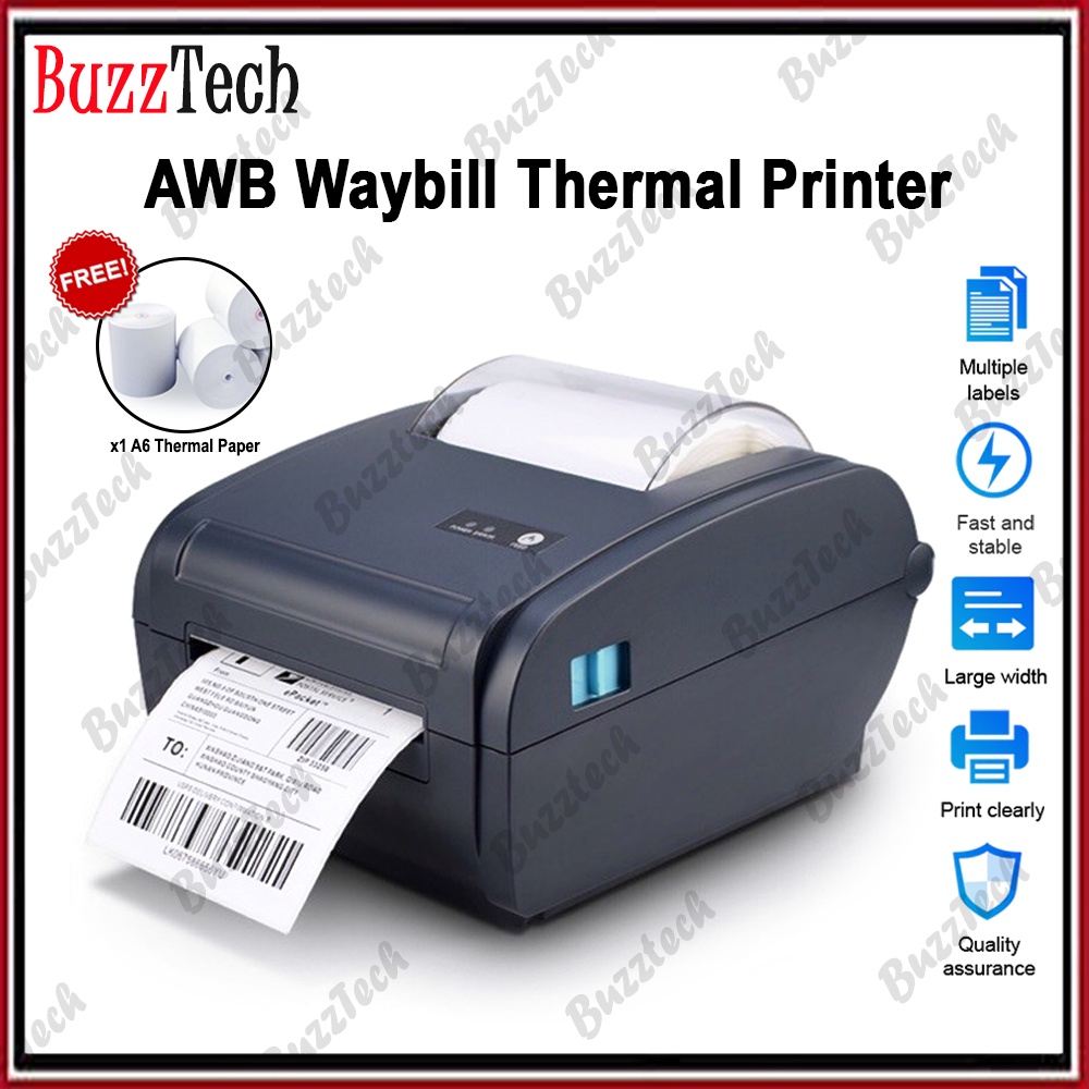 BuzzTech AWB Waybill Printer Thermal A6 PDF USB Sticker Barcode QR ...