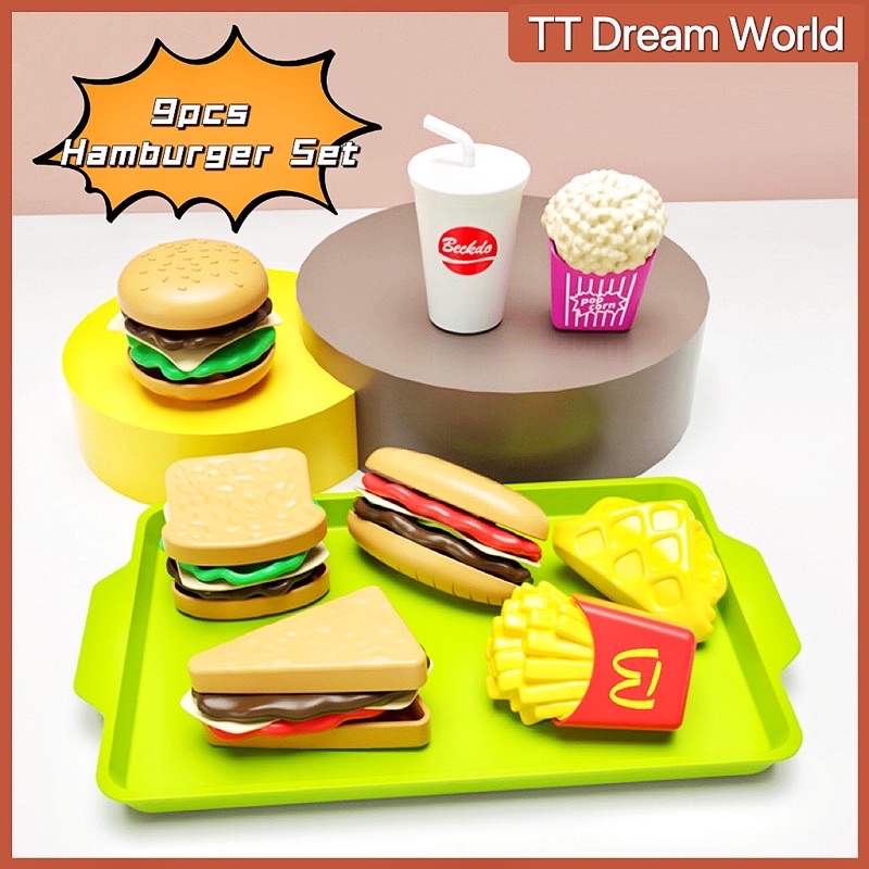 Children's Mini Hamburger Toys Western Food Kitchen Set Pretend Food ...