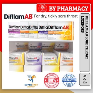 DIFFLAM AB /HEXTRA LOZENGES 6'S OR 12'S (BLACKCURRANT / ORANGE / LEMON ...