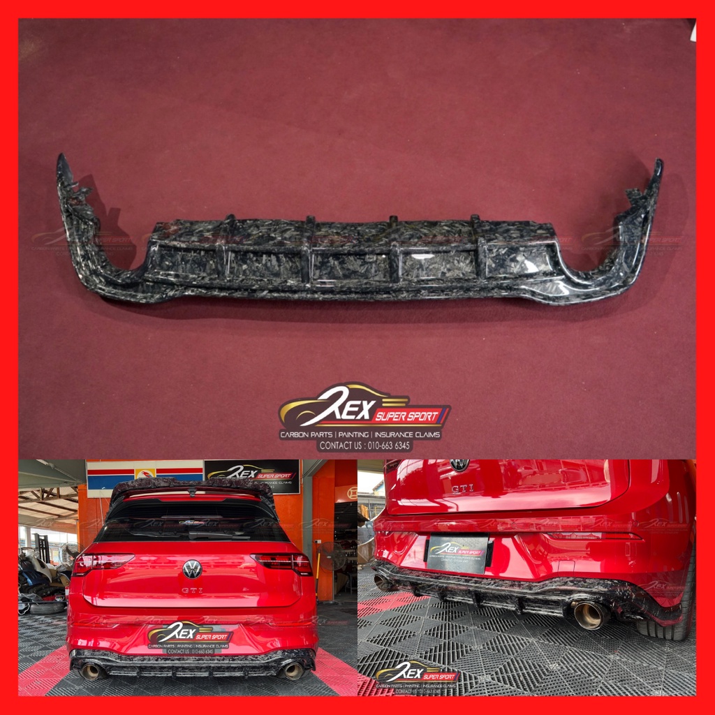 VW Volkswagen Golf Mk8 GTI R-Line Rear Diffuser CS Real Carbon Fiber ...