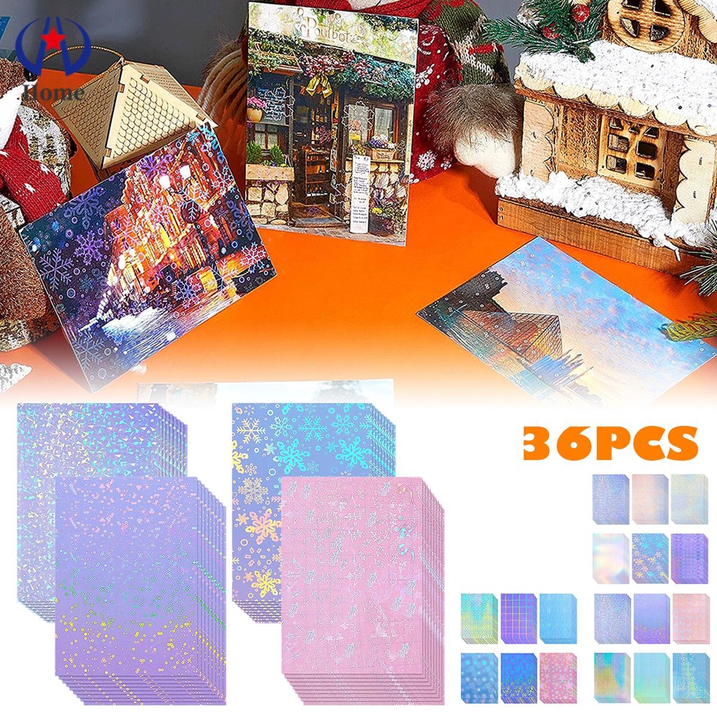 36pcs Holographic Sticker Paper Waterproof A4 Colorful Vinyl Sticker ...