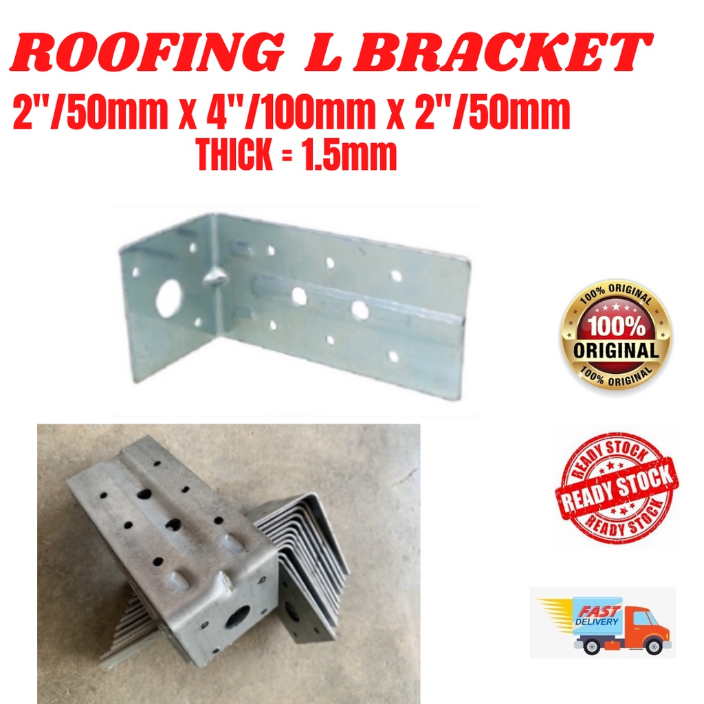 50mmx100mmx50mm Thick:1.5mm Mild Steel Roofing L Bracket / Besi L ...