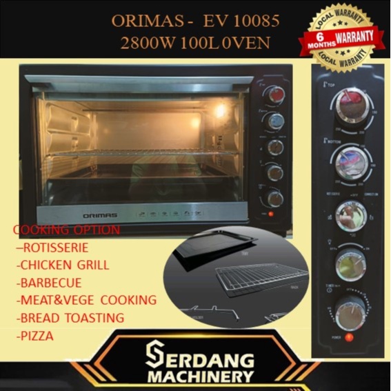 ORIMAS Electric Oven 100L EV10085 Top & Bottom Temperature Control ...