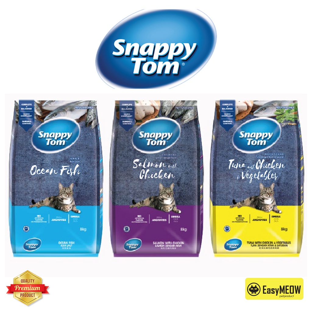 Snappy Tom Dry Cat Food 8kg ( Tuna+Chicken & Vegetable /Oceon Fish ...