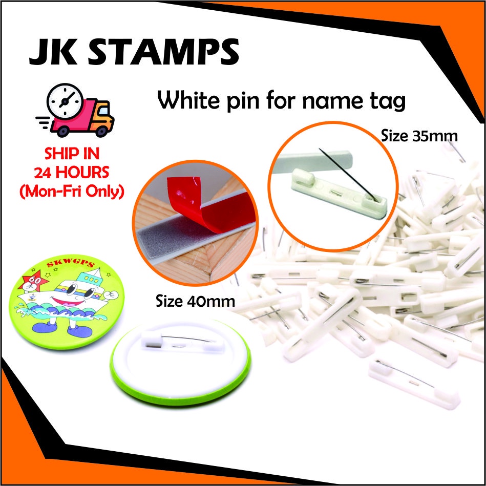 JK Stamps Name Tag Pin / Pin Pelekat Untuk Tag Nama Double Tape ...