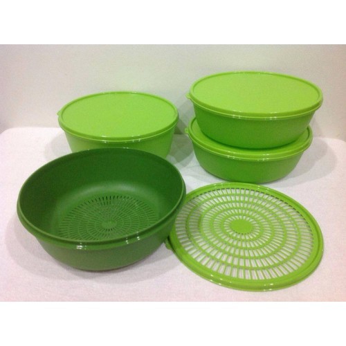 Green Modular Bowl Set with Colander - Tupperware Brands | Shopee Malaysia