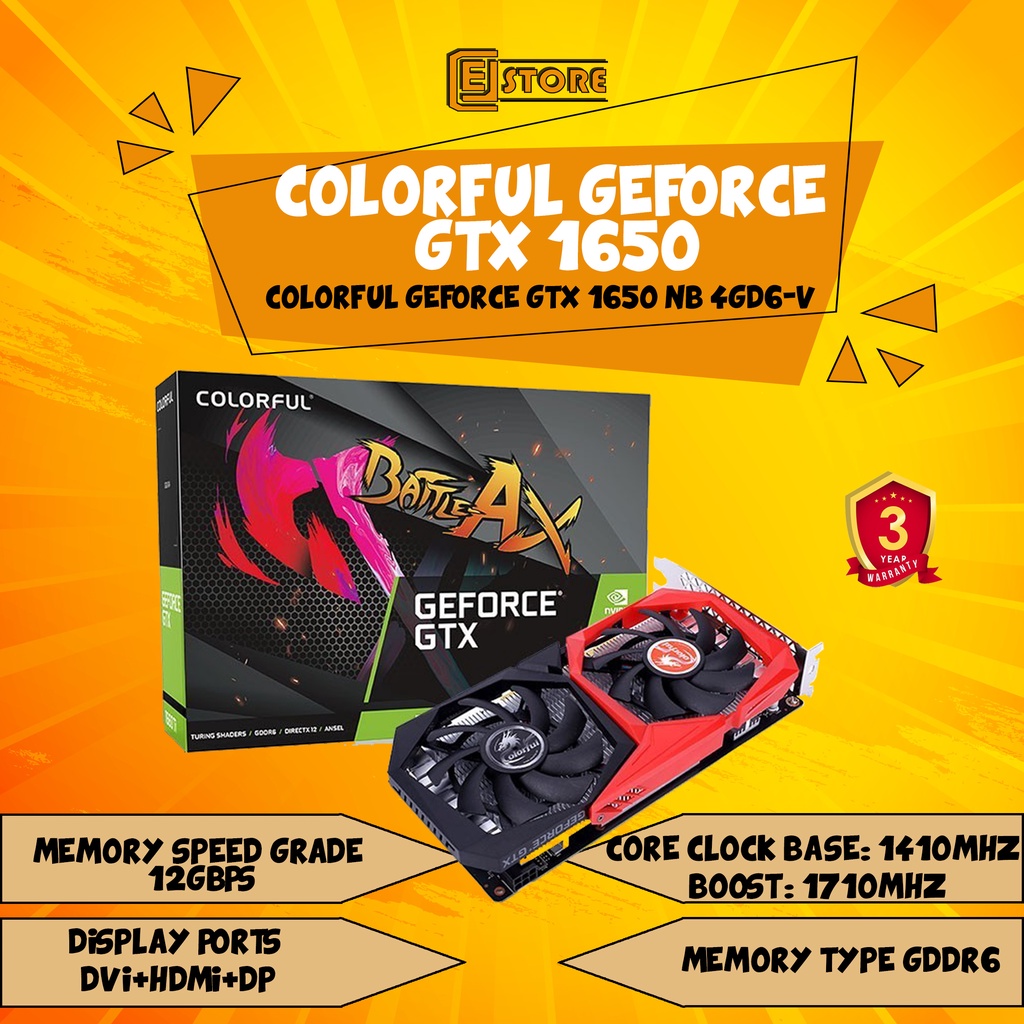 COLORFUL GTX1050TI NE 4G-V BRANDNEW NVIDIA GDDR5 GPU/ GTX 1650 4GB DDR6 ...