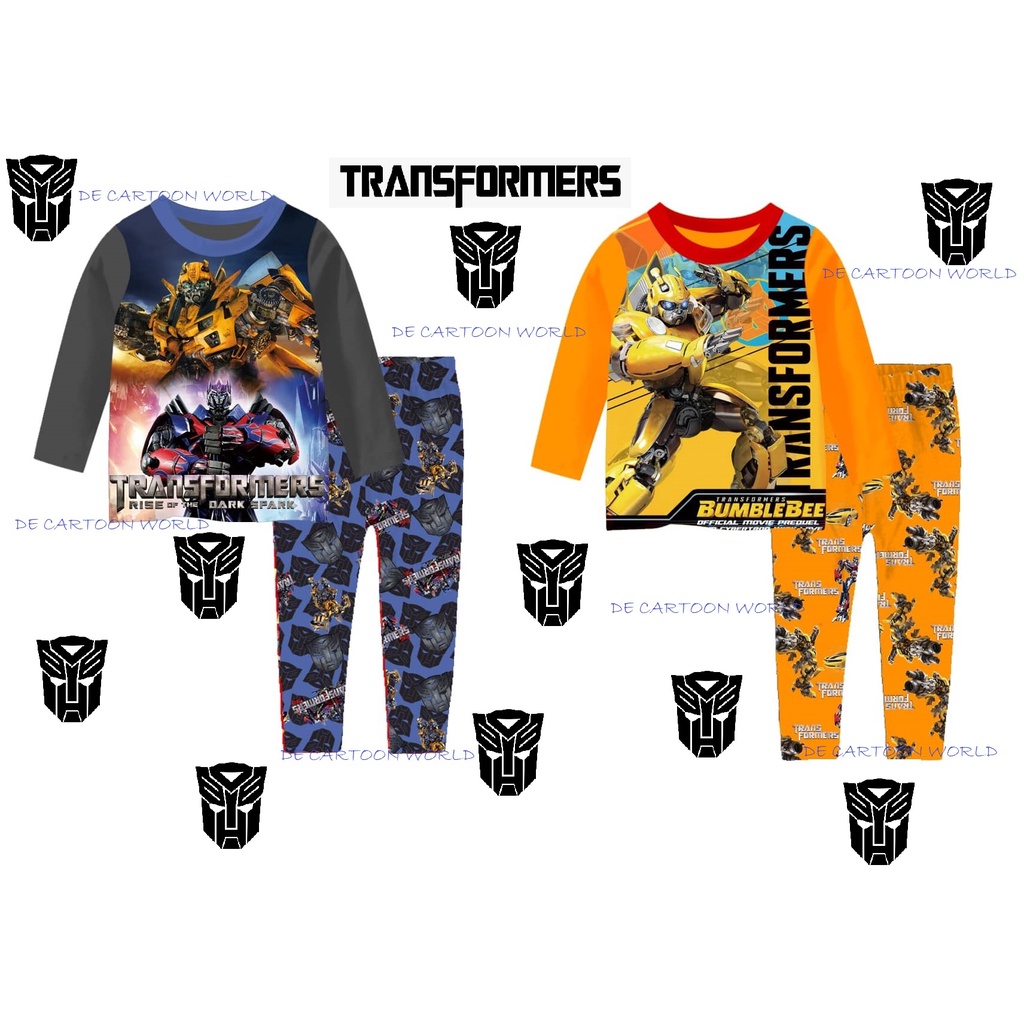 TRANSFORMER BUMBLEBEE OPTIMUS PRIME BOY COTTON PYJAMAS SET/ BAJU TIDUR ...