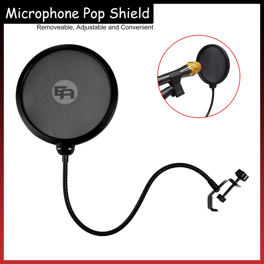 Latest Microphone Pop Filter Dual Layer Mic Pop Shield with Clip ...