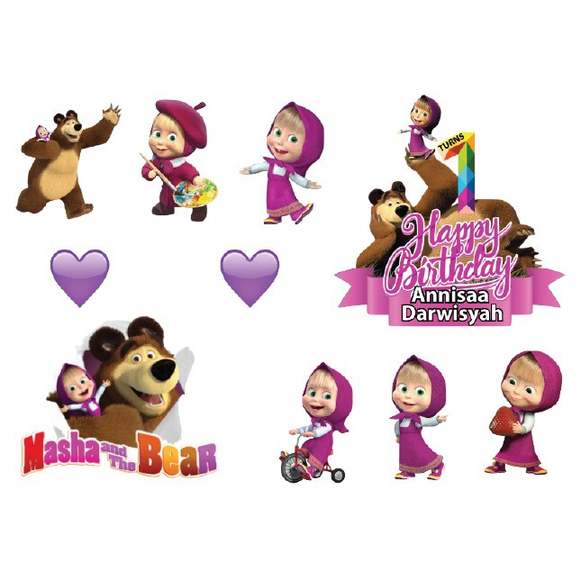 Masha And The Bear Cake Topper Kek Many Design Cake Decor Happy