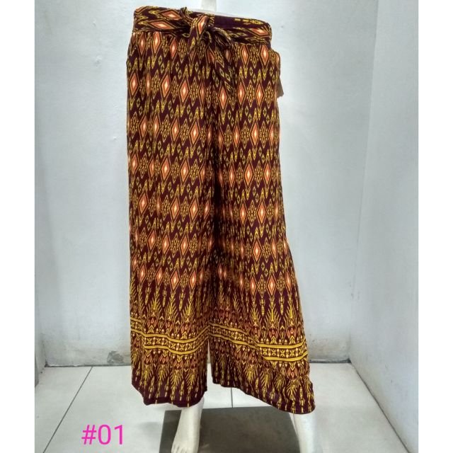 Seluar Palazo corak batik (ada tali pinggan) | Shopee Malaysia