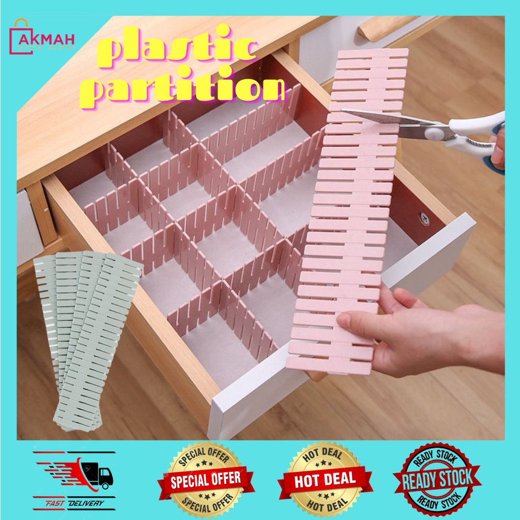 Plastic Partition Adjustable Clapboard Drawer Divider Partition Storage ...