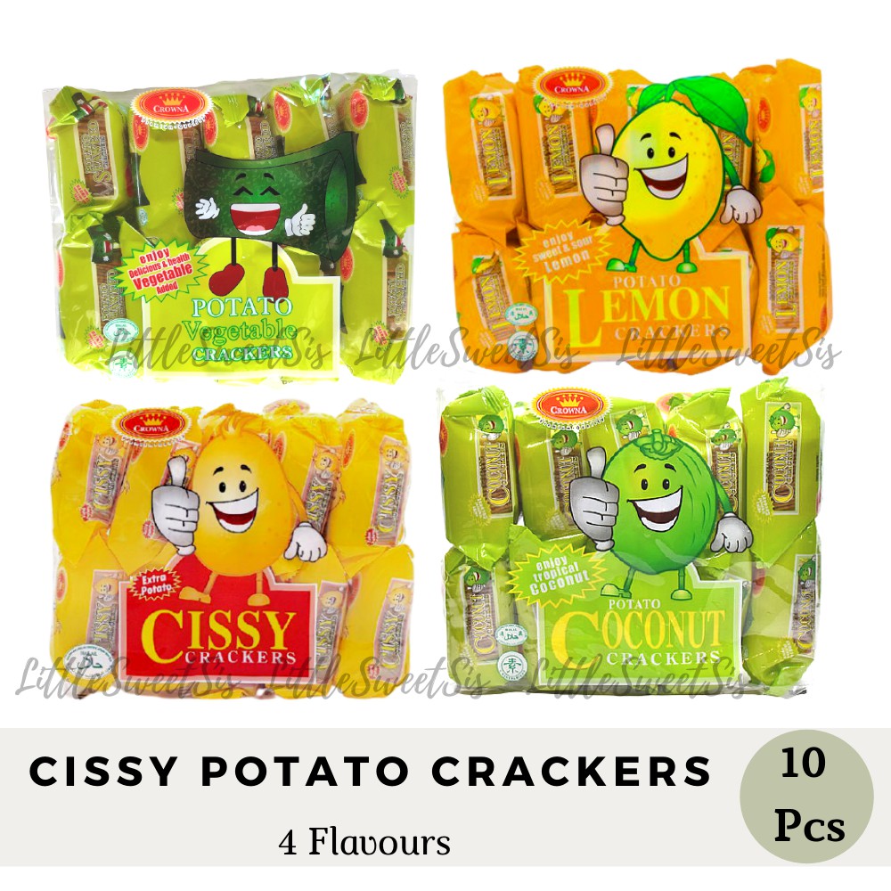 CISSY POTATO CRACKERS [10*32G] ORIGINAL/COCONUT/ LLEMON/ SEAWEED ...