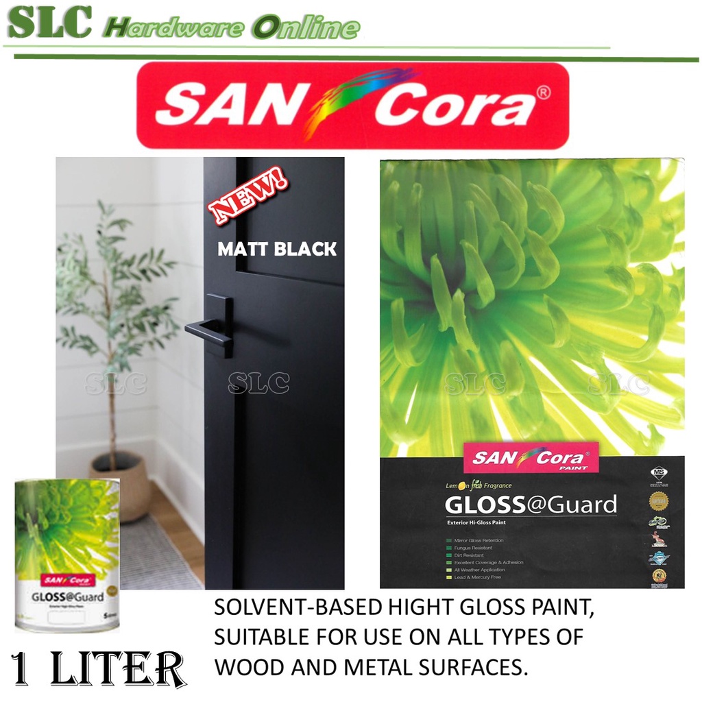 1L SANcora Gloss Guard Matt Black / White Color Paint for Wood Metal ...