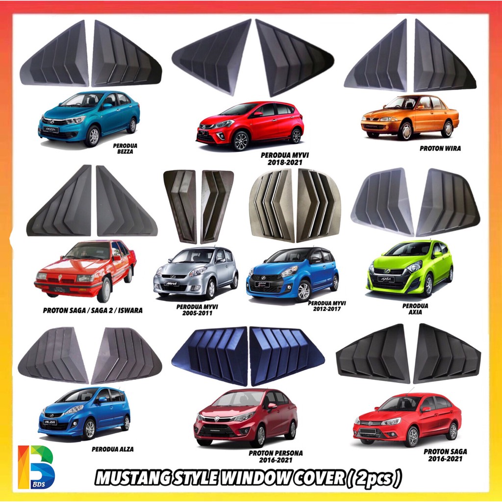 MUSTANG WINDOW COVER Sport Shark Fin Mustang Window Cover Wira Myvi ...