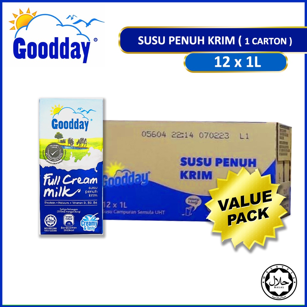 Goodday Susu Penuh Krim Full Cream Milk UHT - 12 x 1L | Shopee Malaysia