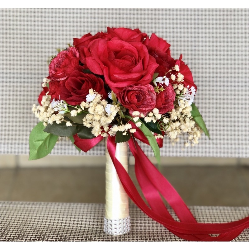English Rose bunga Tangan Pengantin & Roses Minifan Bouquet | Shopee ...