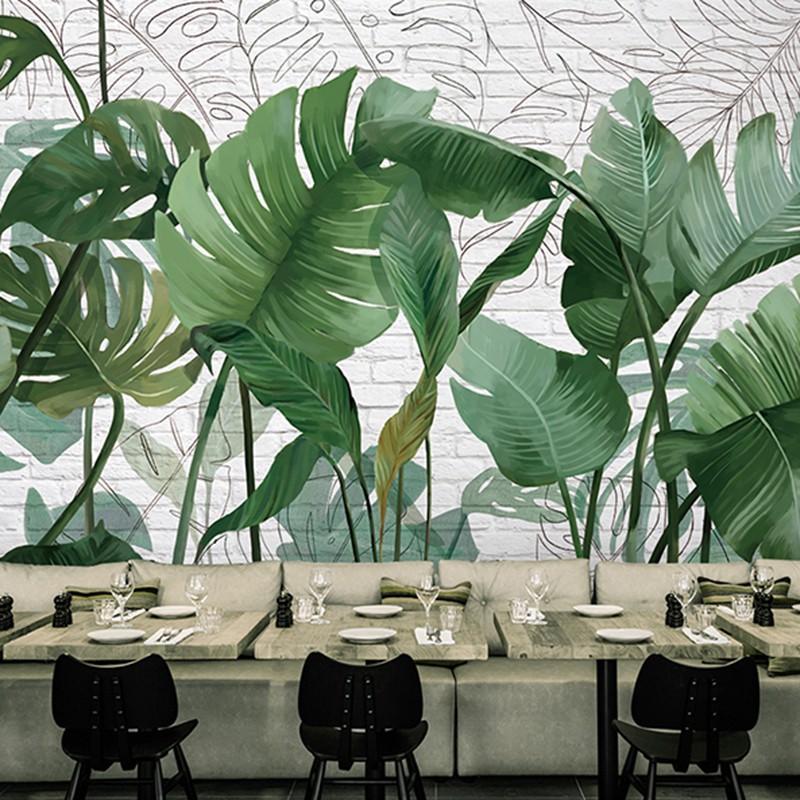 Asia Tenggara Gaya Kertas Dinding Tema Restoran Latar Belakang Dinding ...