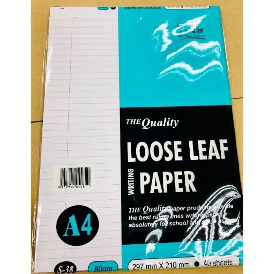 Loose Leaf Writing Paper 297Mm X 210 A4 40 Sheets Shopee Malaysia